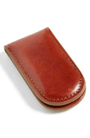 Bosca Leather Money Clip Amber
