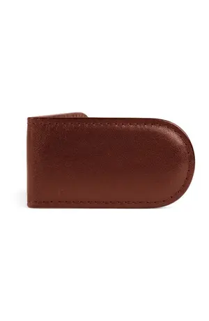 Bosca Leather Money Clip - Cognac