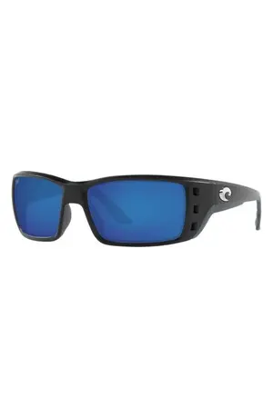 COSTA DEL MAR 63mm Polarized Rectangular Sunglasses - Black Flow