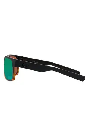 COSTA DEL MAR 63mm Polarized Rectangular Sunglasses - Black Flow