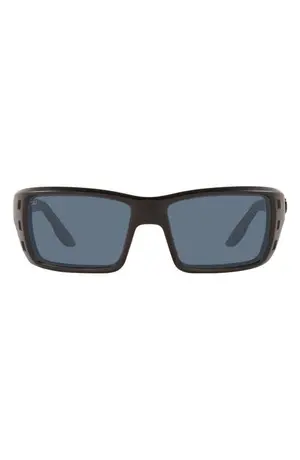 COSTA DEL MAR 63mm Polarized Rectangular Sunglasses - Black Grey