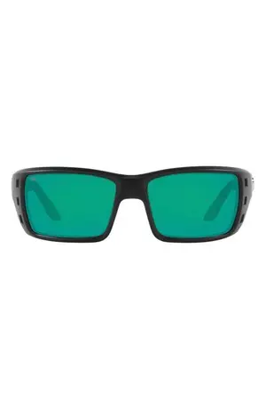 COSTA DEL MAR Costa Del Mar 63mm Polarized Rectangular Sunglasses Rubber Black