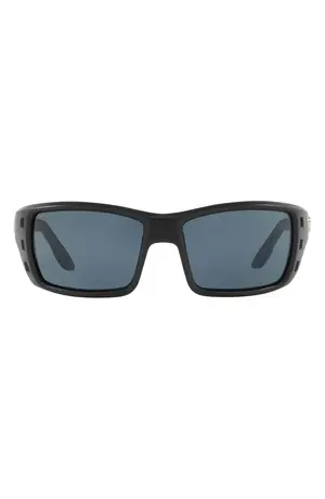 COSTA DEL MAR Costa Del Mar 63mm Polarized Rectangular Sunglasses Solid Black
