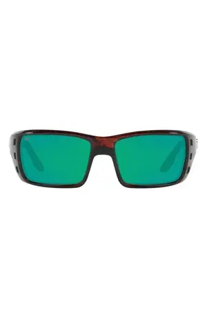 COSTA DEL MAR Costa Del Mar 63mm Polarized Rectangular Sunglasses Tortoise/ Green Mirror