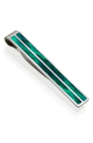 M-Clip® Mother-of-pearl Tie Clip - Silver/teal