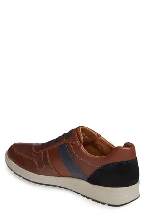 Mephisto Vito Leather Sneaker - Chestnut/navy Leather