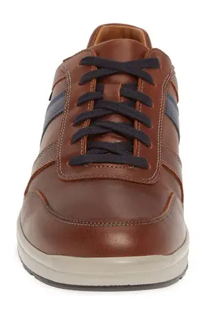 Mephisto Vito Leather Sneaker - Chestnut/navy Leather