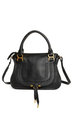 Chloé Medium Marcie Leather Satchel - Black