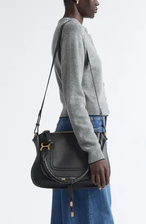 Chloé Medium Marcie Leather Satchel - Black