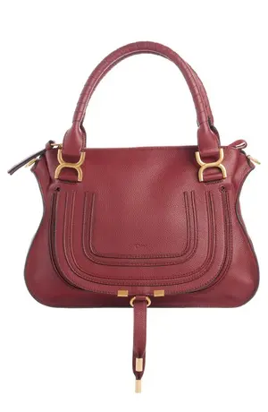 Chloé Chloé Medium Marcie Leather Satchel Dark Ruby
