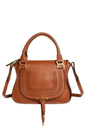 Chloé Medium Marcie Leather Satchel - Tan