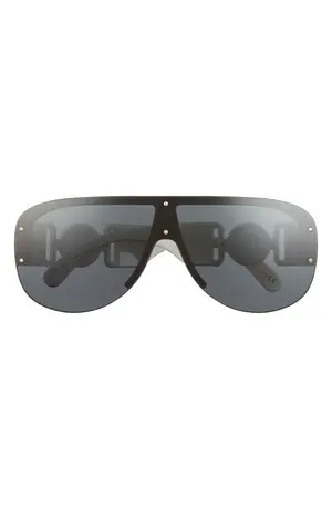 Versace 148mm Shield Sunglasses White/ Dark Grey