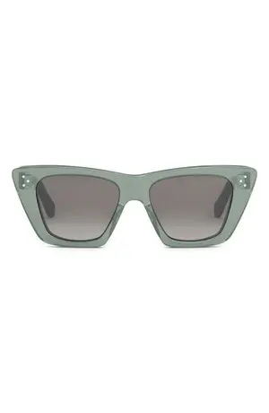 Celine 51mm Cat Eye Sunglasses - Shiny Light Green/smoke