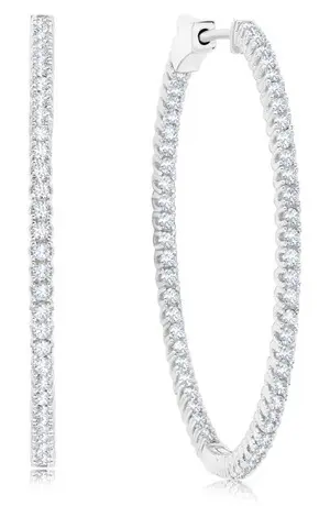 CRISLU Crislu Medium Pavé Hoop Earrings Platinum