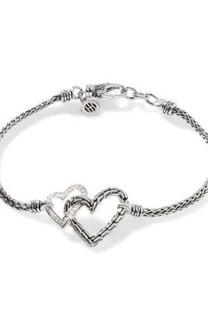John Hardy Manah Interlocking Pavé Diamond Heart Bracelet