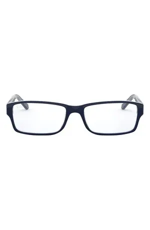 Ray-ban 54mm Rectangular Blue Light Blocking Glasses Transparent Grey