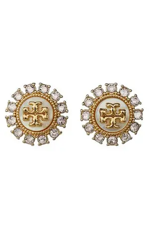 Tory Burch Moondance Mother-of-pearl & Crystal Stud Earrings - Tory Gold/mop/crystal