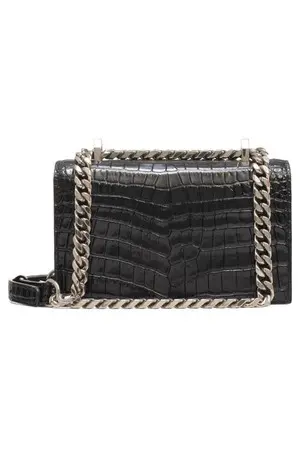 Alexander McQueen Mini Jeweled Croc Embossed Leather Bag