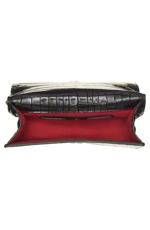Alexander McQueen Mini Jeweled Croc Embossed Leather Bag