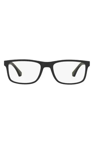 Emporio Armani Emporio Armani 55mm Rectangular Eyeglasses Matte Black - 55mm