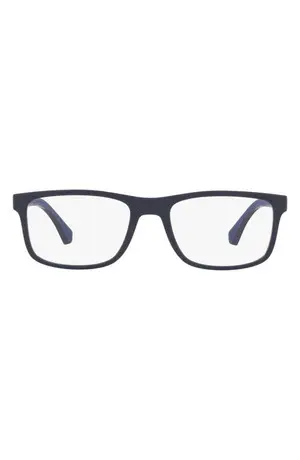 Emporio Armani 55mm Rectangular Eyeglasses - Matte Blue