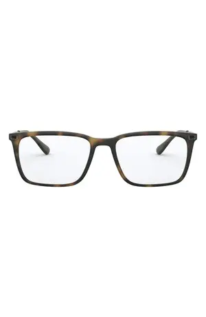 Emporio Armani Emporio Armani 55mm Rectangular Eyeglasses Matte Havana