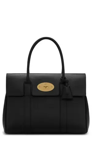 Mulberry Bayswater Grained Leather Satchel - Black/brass