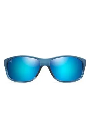 Maui Jim Maui Jim Kaiwi Channel Sunglasses Blue Black Stripe/blue Hawaii