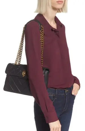 Kurt Geiger Kensington Quilted Leather Shoulder Bag - Black