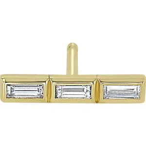 Zoe Chicco Baguette Diamond Bar Stud Earring - 14k Gold