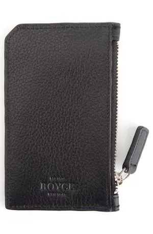 ROYCE NEW YORK Zip Leather Card Case - Black