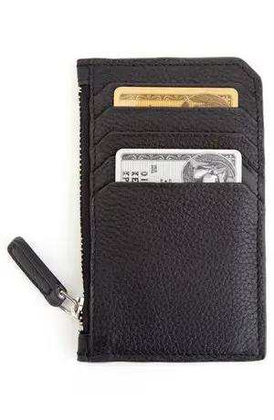 ROYCE NEW YORK Zip Leather Card Case - Black