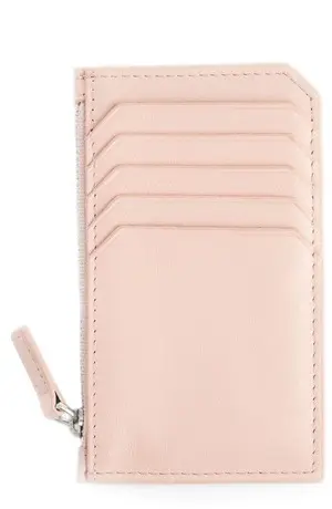 ROYCE NEW YORK Zip Leather Card Case - Light Pink