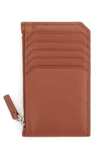 ROYCE NEW YORK Zip Leather Card Case - Tan