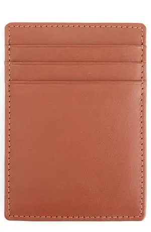 ROYCE NEW YORK Magnetic Money Clip Card Case - Tan