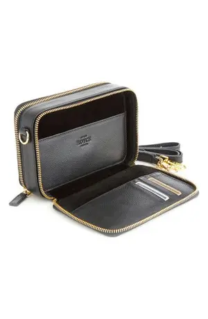 ROYCE NEW YORK Leather Crossbody Camera Bag - Black