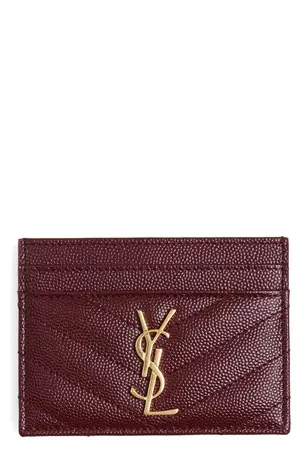 Saint Laurent Cassandre Matelassé Leather Card Case Rouge Legion