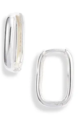Argento Vivo Argento Vivo Sterling Silver Oblong Hoop Earrings Silver
