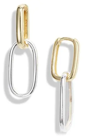 Argento Vivo Two-tone Link Drop Earrings - Gold/silver