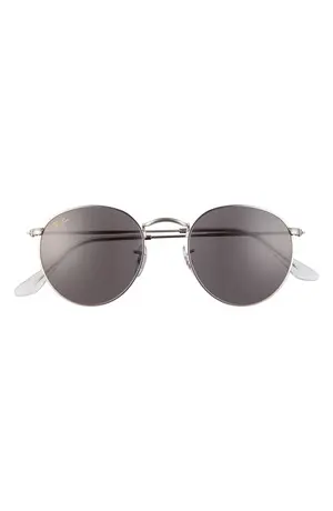 Ray-ban Ray-Ban Icons 50mm Round Sunglasses Silver/ Dark Grey