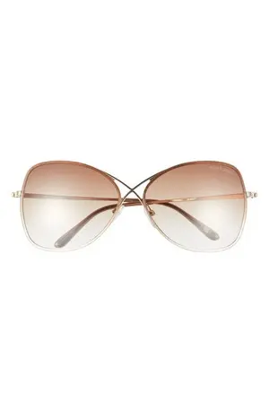 TOM FORD Colette 63mm Oversized Sunglasses - Srgld/brn