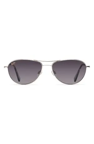Maui Jim Baby Beach 56mm Polarized Aviator Sunglasses - Silver/neutral Grey