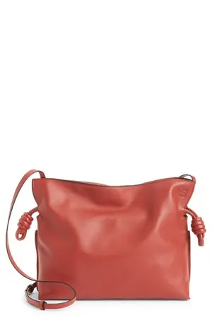 Loewe Flamenco Leather Clutch Burnt Red