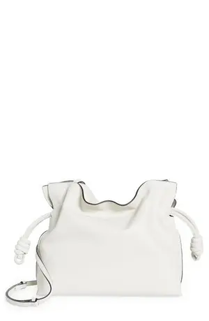 Loewe Flamenco Leather Clutch Soft White