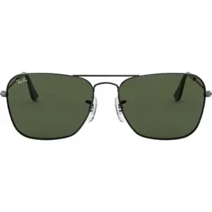 Ray-ban 58mm Rectangle Aviator Sunglasses - Gunmetal/crystal Green