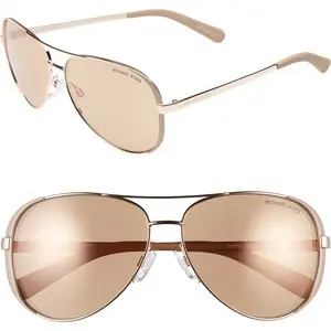 Michael Kors Michael Kors 59mm Aviator Sunglasses Rose Gold/gold Flash