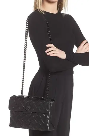 Kurt Geiger Kensington Drench Leather Shoulder Bag - Black