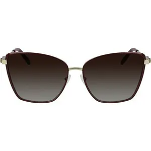 FERRAGAMO Vara 59mm Rectangular Sunglasses - Gold/burgundy