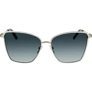 FERRAGAMO FERRAGAMO Vara 59mm Rectangular Sunglasses Gold/ivory