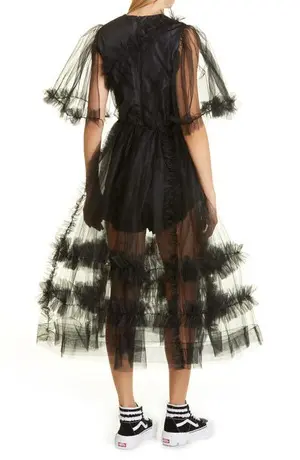 Sandy Liang Loon Ruffle Tulle Midi Dress